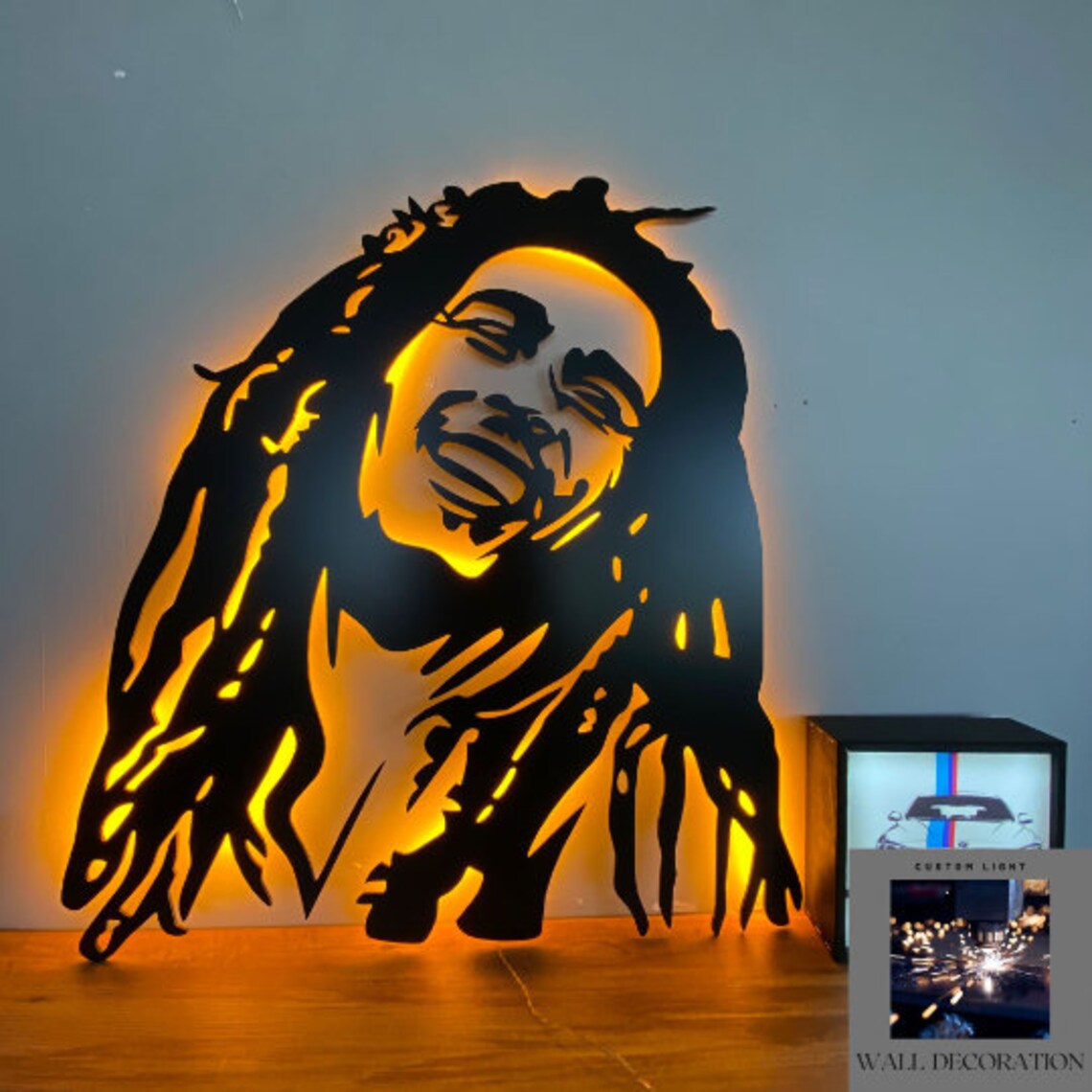 Bob Marley Metal Wall Art With Led Light, Metal Bob Marley Led Sign ...