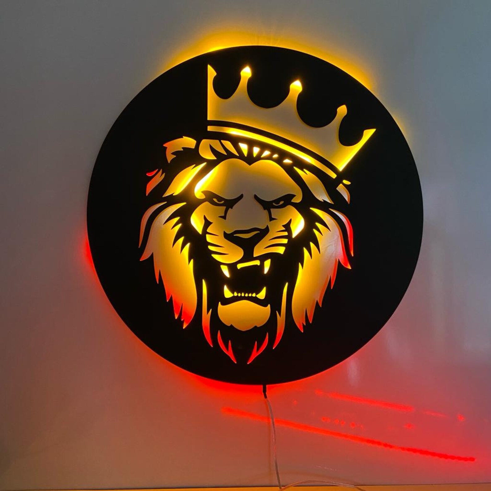 Lion Head Metal Led Illuminated Wall Decoration,metal Sign With Led ...