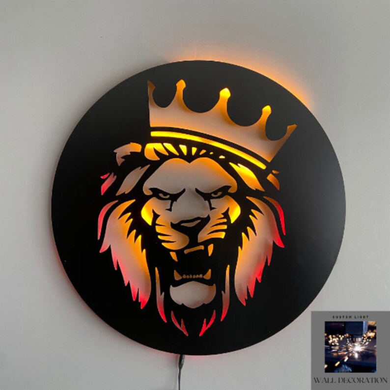 Lion Head Metal Led Illuminated Wall Decoration,metal Sign With Led ...