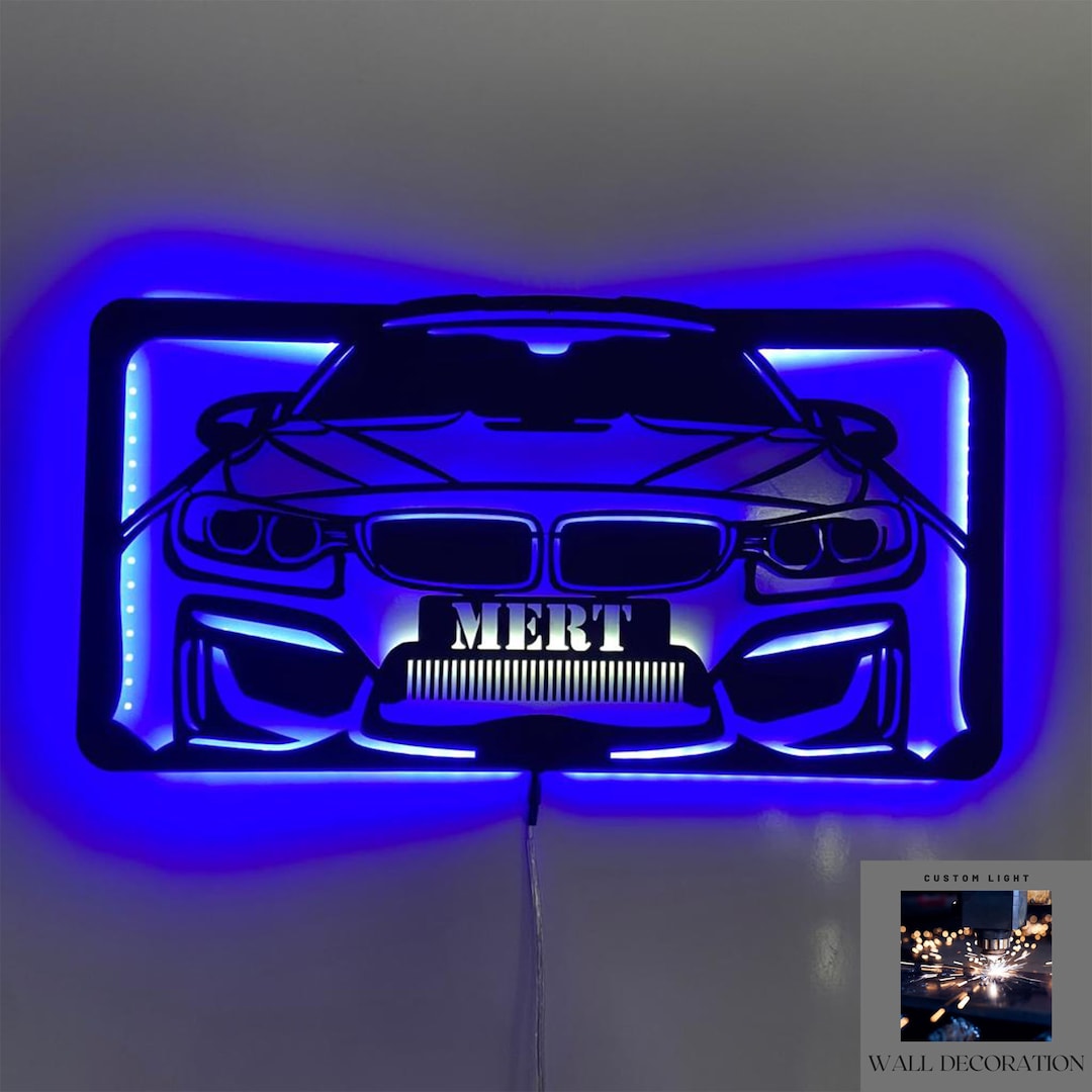 Personalized LED BMW M4 Metal Car Silhouette - Custom Wall Art - Etsy