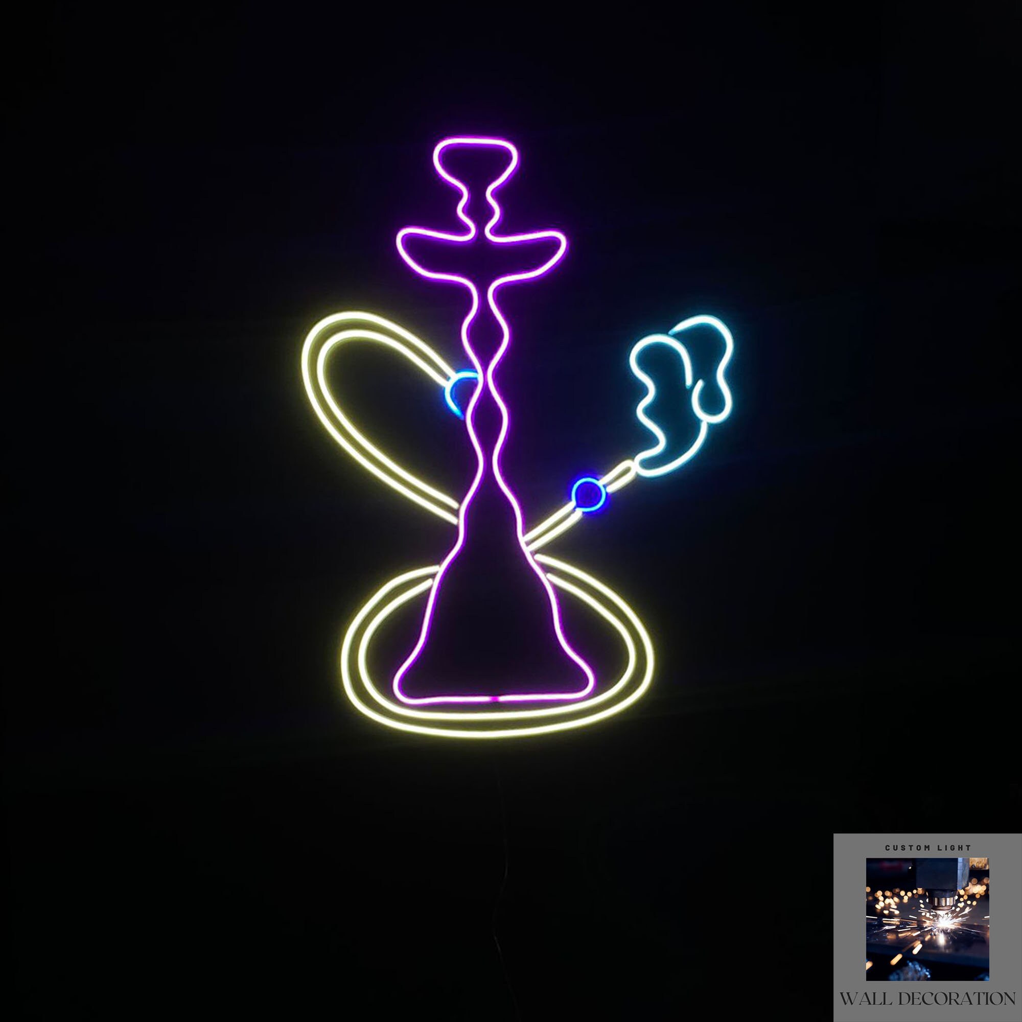 Hookah Neon Sign, Hookah Neon Led Sign, Colorful Neon Sign, Cafe Neon ...