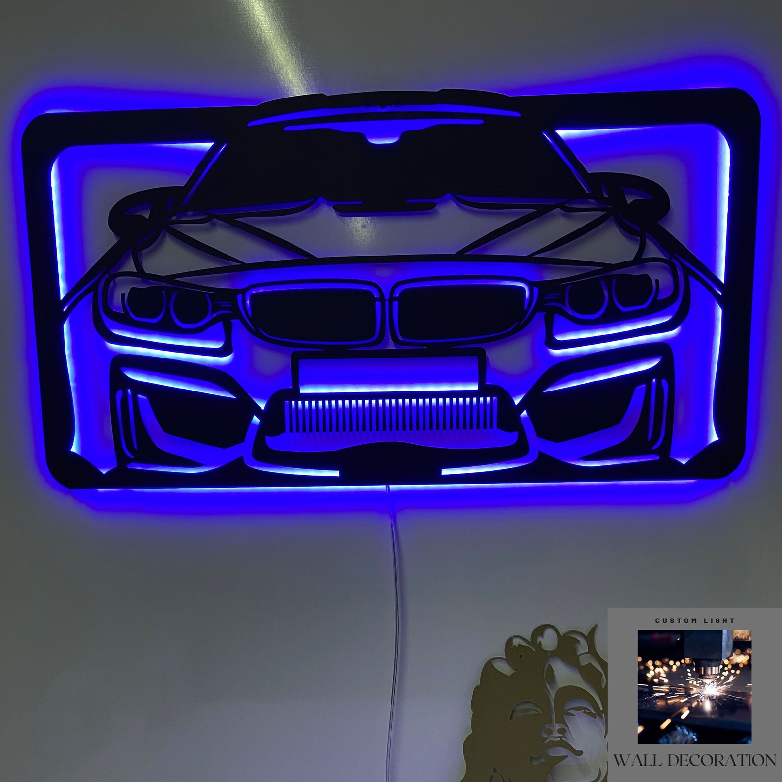 Personalized LED BMW M4 Metal Car Silhouette - Custom Wall Art - Etsy
