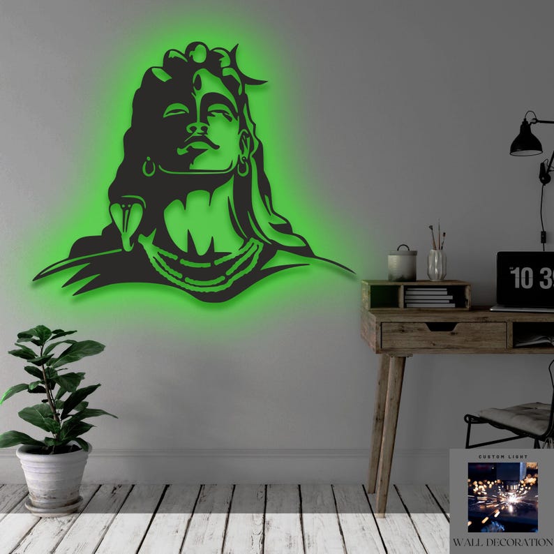 Lord Shiva Metal Wall Art: RGB LED Color Changing Spiritual Decor - Etsy