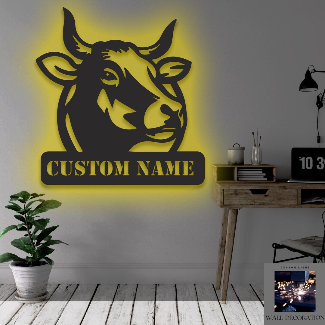 Custom Cow Sign: RGB LED Lighted Farmhouse Wall Decor - Etsy