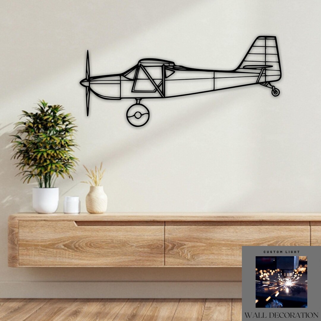 Kitfox 5 Aircraft Silhouette Metal Wall Art - Modern Aviation Wall ...