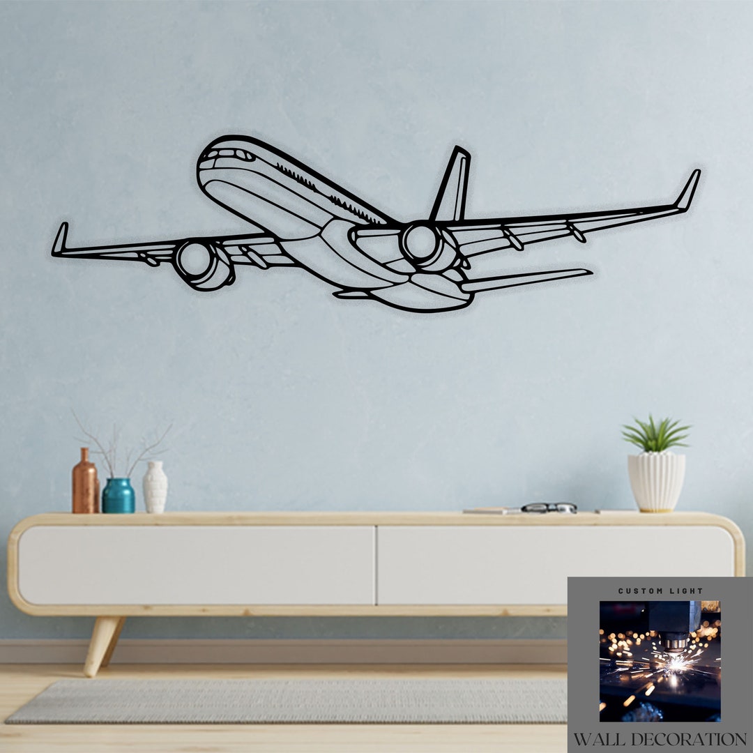 757-200 Angle Aircraft Silhouette Metal Wall Art, Gifts, Metal Plane ...