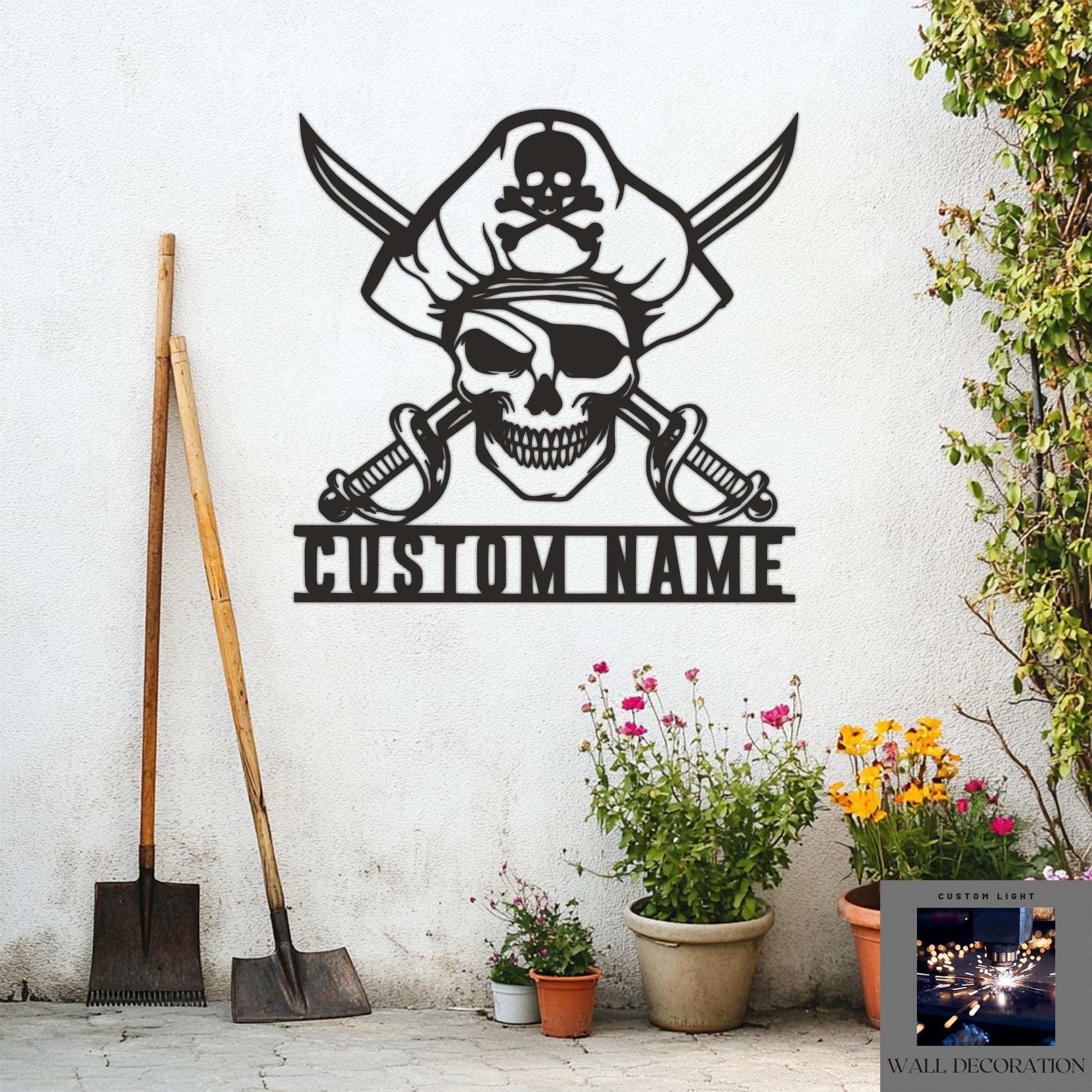 Handcrafted Custom Pirate Skull Metal Wall Art for Home, Office, or ...
