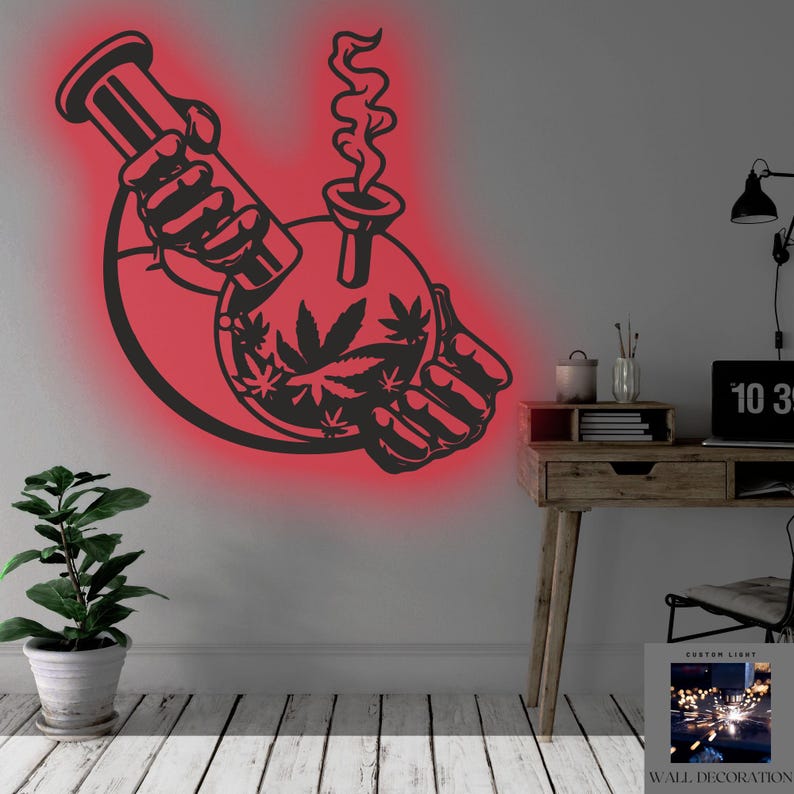 Metal Weed Bong LED Sign, Hippie Home Decor - Etsy
