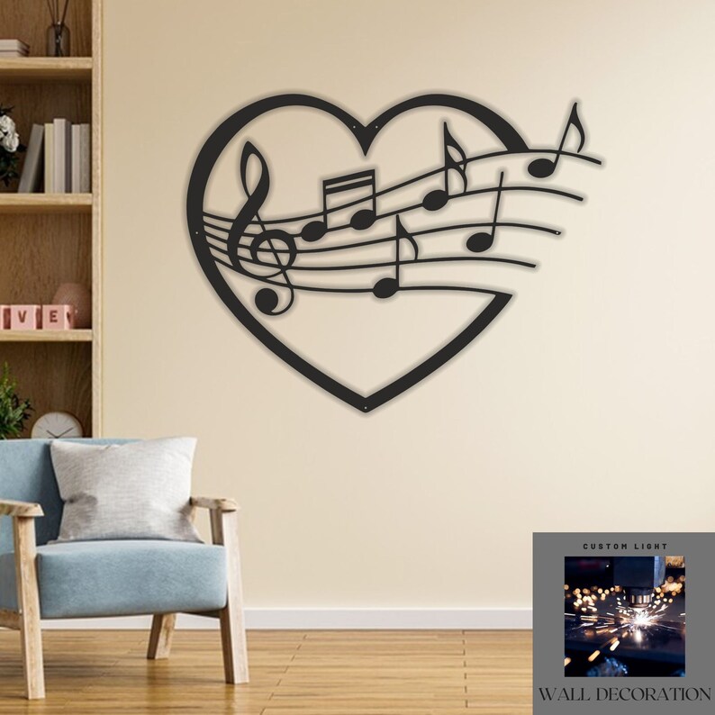 Metal Music Wall Art, Metal Wall Hangings, Music Notes Wall Art, Gift ...