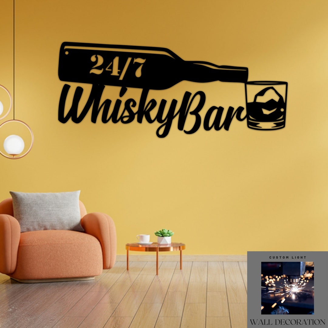 Whiskey Glass Metal Sign, Metal Wall Art, Man Cave Sign,custom Metal ...