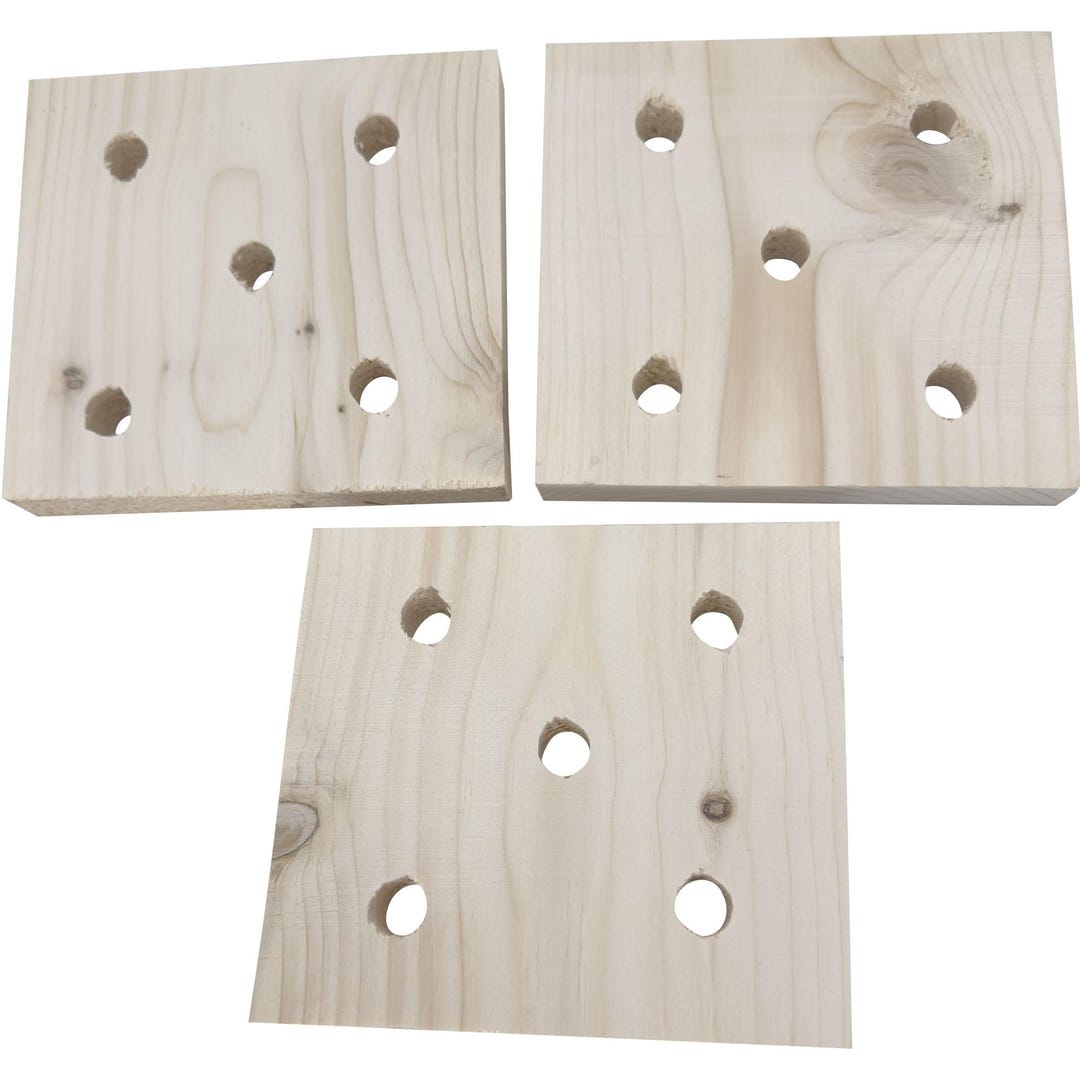 3005 Block Type 5 Natural Drilled Square 3-pack Flat Wood Blocks With 6 ...