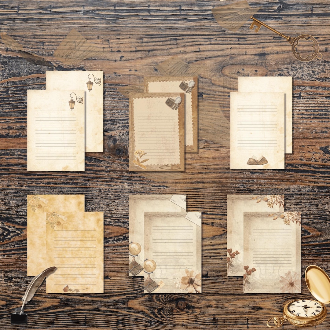 Vintage Writing Paper Bundle – A5 Printable Stationery Set | Lined ...