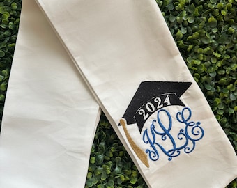 Monogrammed Graduation Wreath Sash Embroidered Custom Sash Wreath Sash ...