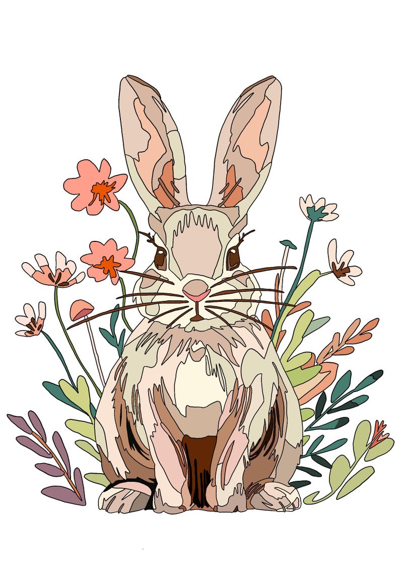 Spring Bunny Digital Download Fabric Collage Pattern - Etsy