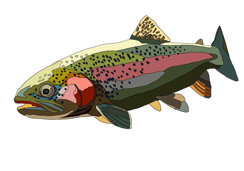 Digital Download Trout Fabric Collage Pattern - Etsy