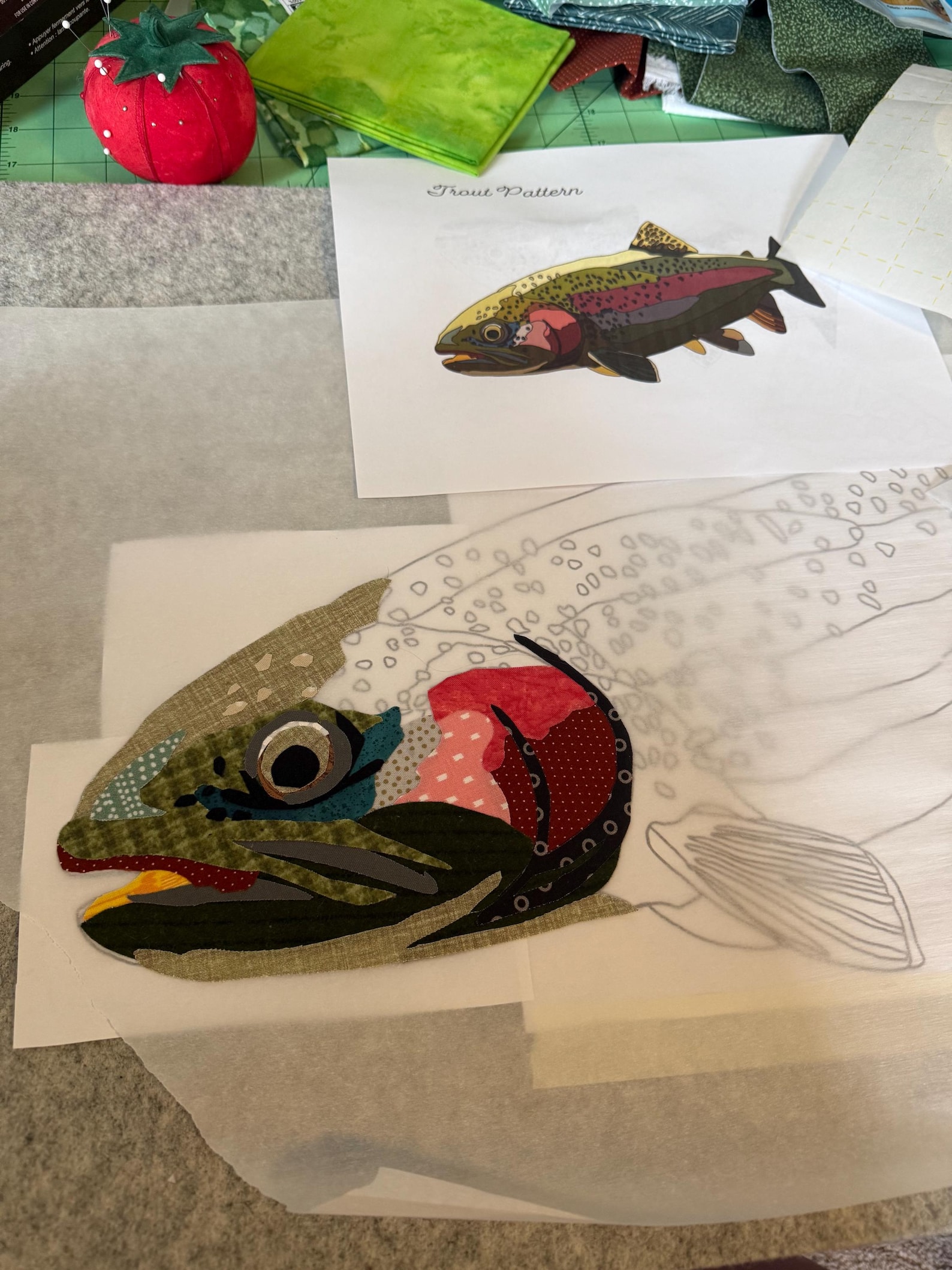 Digital Download Trout Fabric Collage Pattern - Etsy