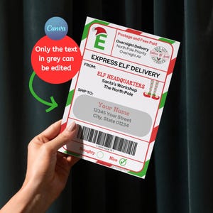Editable Elf Shipping Label, North Pole Express (digital Download) - Etsy