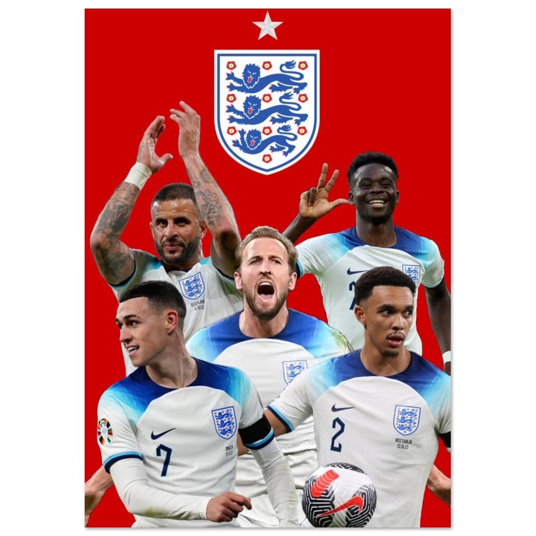 England Football Poster Kane, Foden, Saka, Walker, Alexander-arnold ...