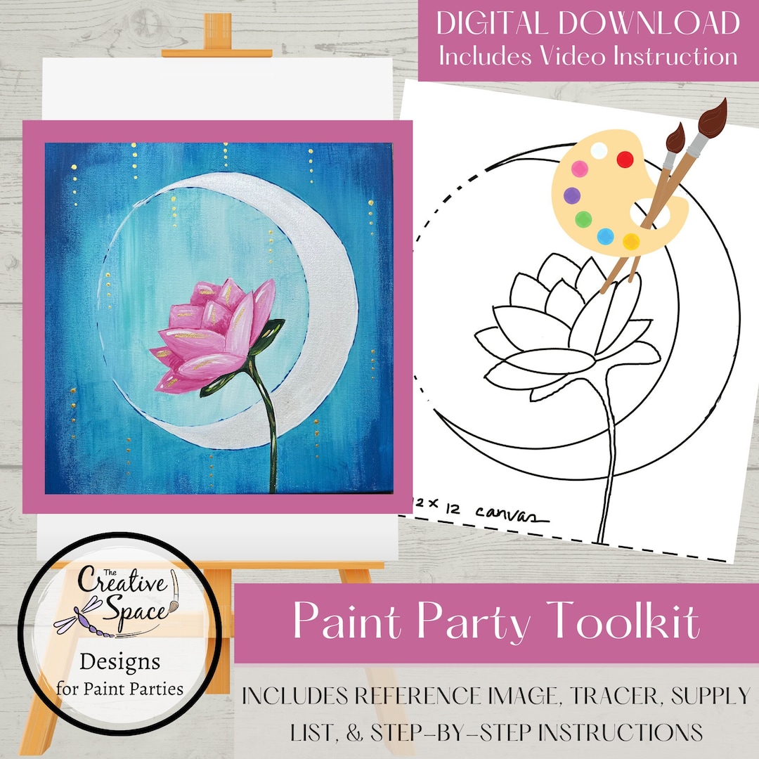 Paint Party Toolkit Digital Download Lotus Flower - Etsy