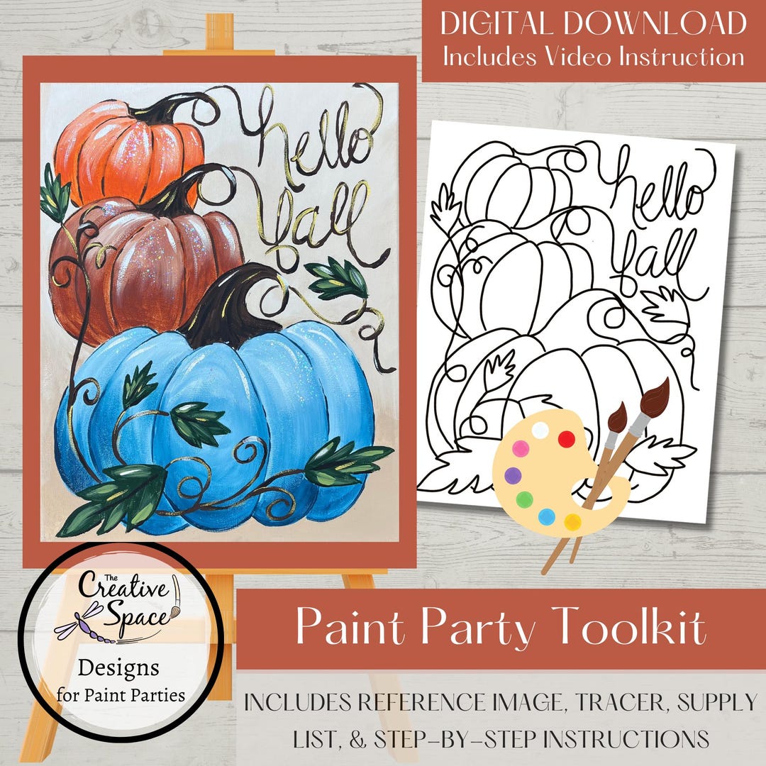 Paint Party Toolkit Digital Download Hello Fall Pumpkins - Etsy