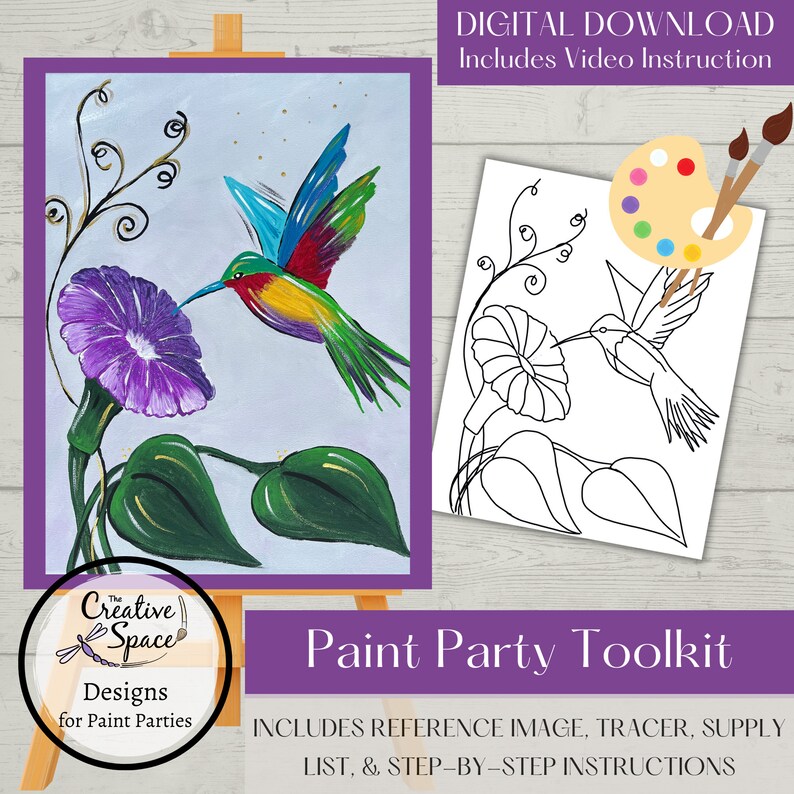 Paint Party Toolkit Digital Download Hummingbird - Etsy