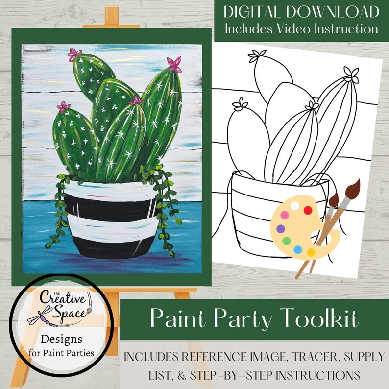 Paint Party Toolkit Digital Download Colorful Cactus - Etsy