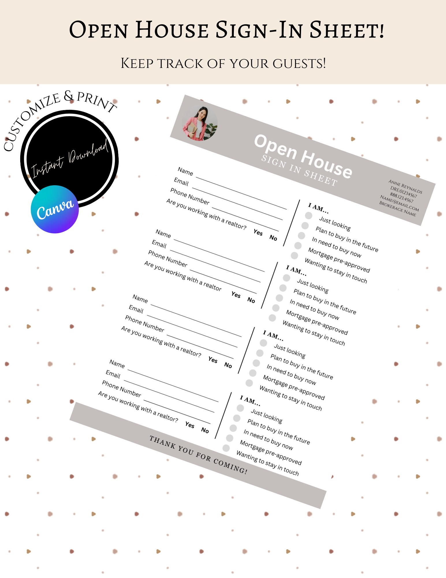 Open House Sign-in Sheet to Keep Track of Your Guests and Prospects! - Etsy