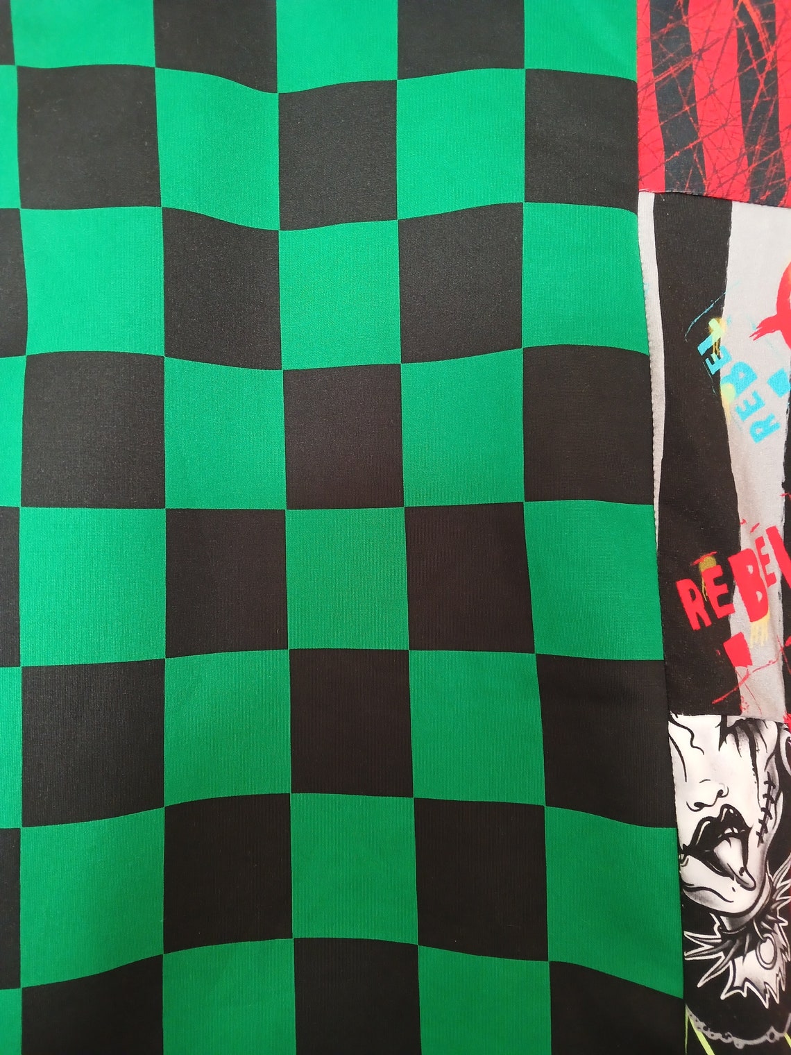 Punked up Checks Midi Skirt UK 20/22 Handmade Cotton Lycra Stretch ...