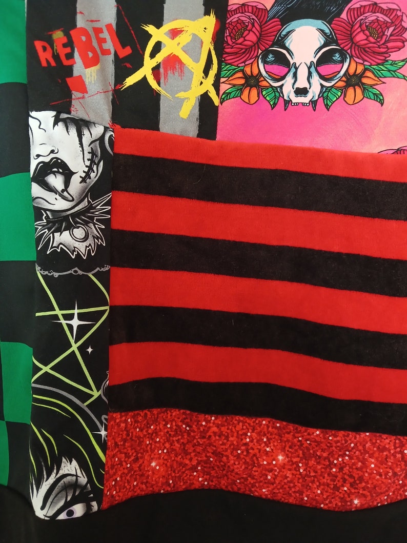 Punked up Checks Midi Skirt UK 20/22 Handmade Cotton Lycra Stretch ...