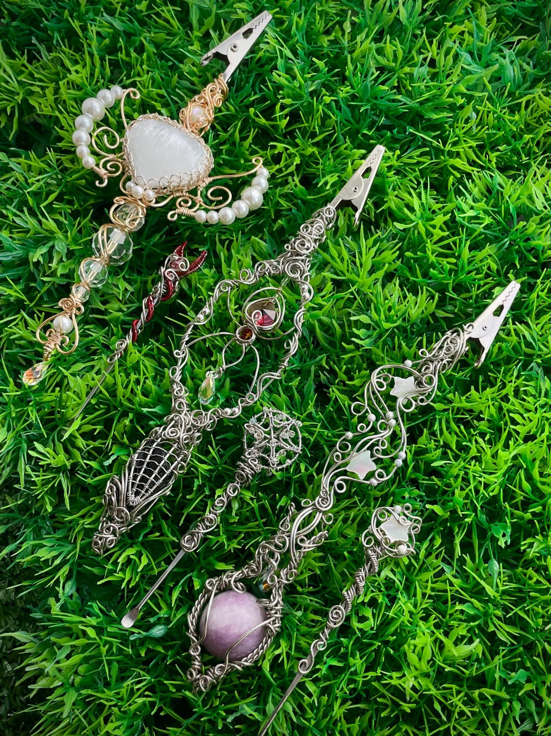 Magic Puff Wand SETS ~~ Wire Wrapped Crystal Smoking Wand ~ Dab Tool ...