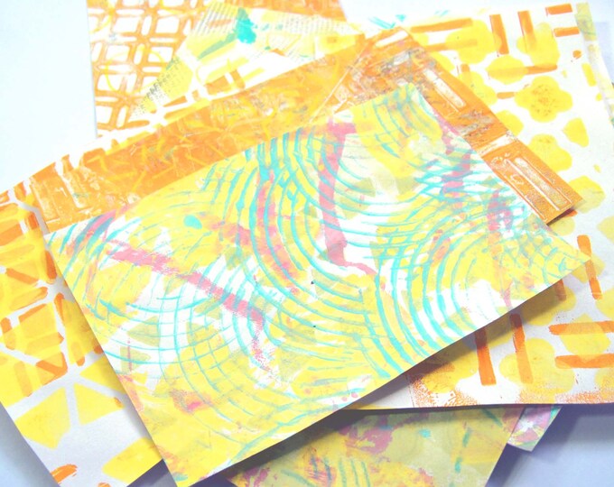 Handpainted Collage Orange W Asst Colors Paper Crafts Artwork Drawn ...