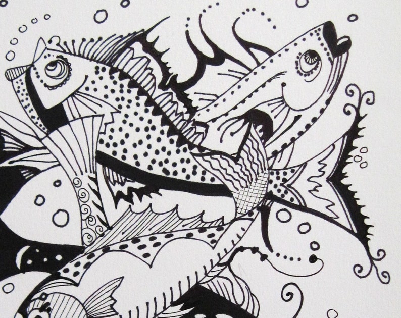 Original FISH Group Title FISHYSSOISE Permanant Inks on 7x10 Inch Acid ...