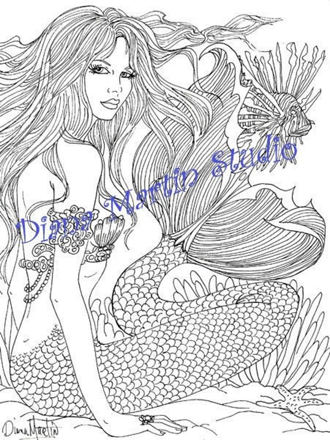 Digital Download Printable Mermaid Title ROYALTY Lionfish Digi Print ...