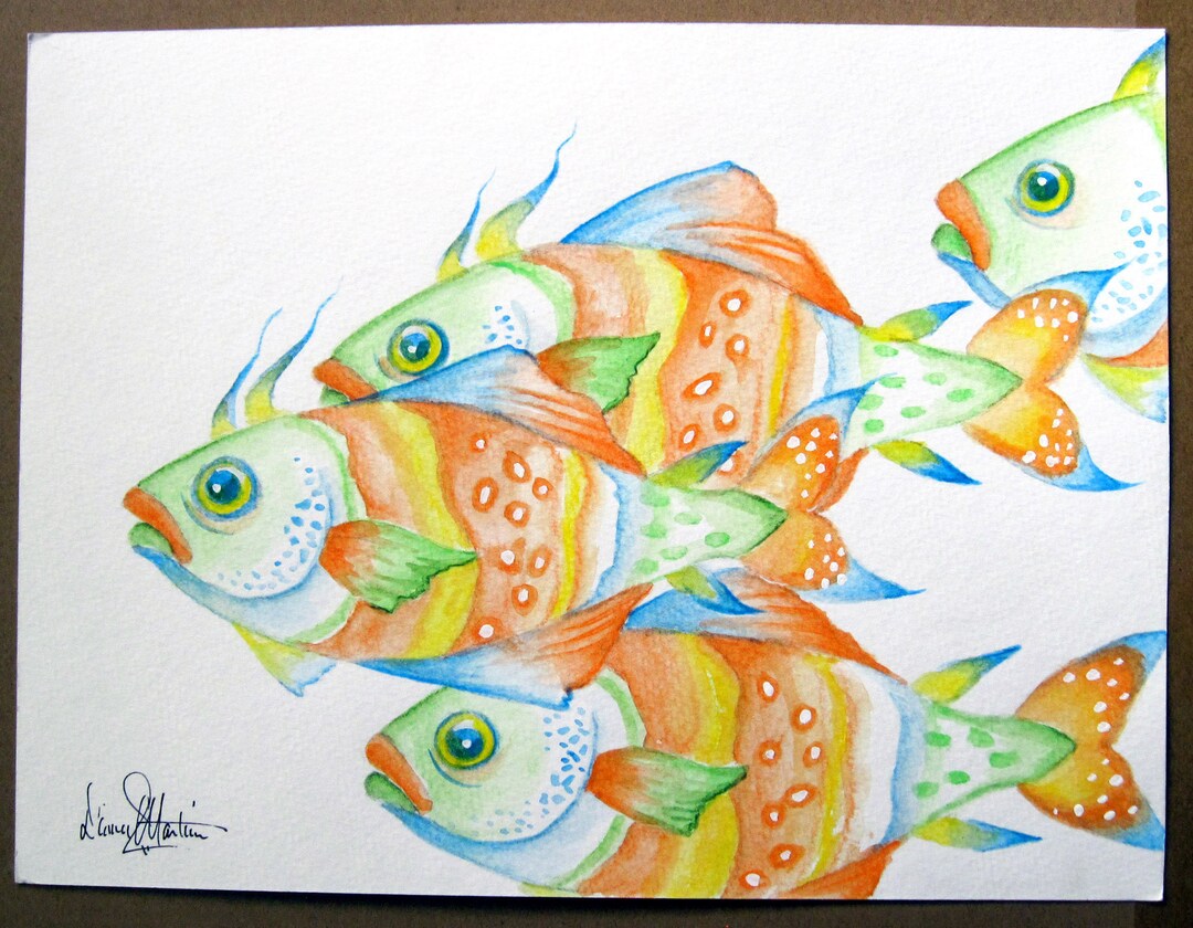 Ocean Nautical Contemporary Whimsical Art Fish Original Painting ...