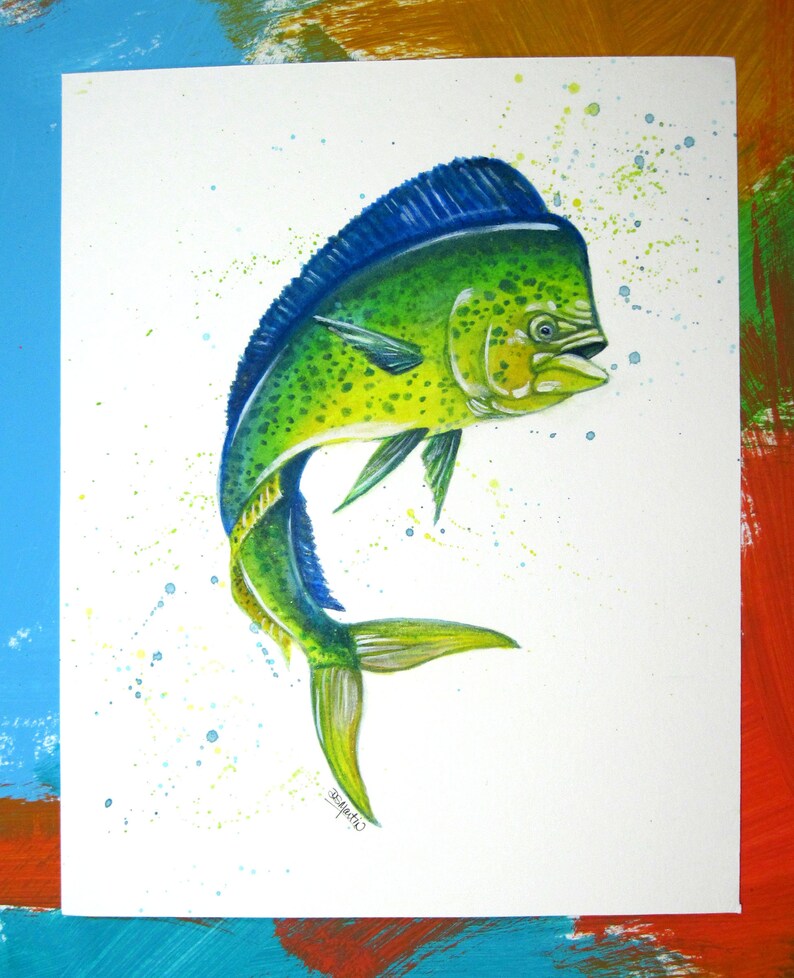 Ocean MAHI Mahi Original Painting Watercolor Paper Also Called - Etsy