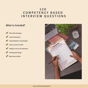 120 Competency Based Interview Questions for HR (editable Digital ...