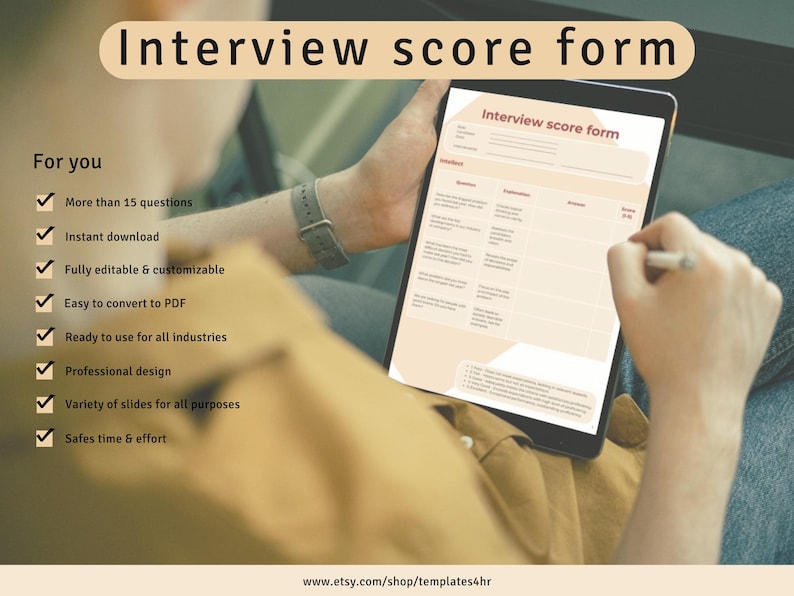 Interview Scoring Form: Candidate Evaluation, Editable Template ...