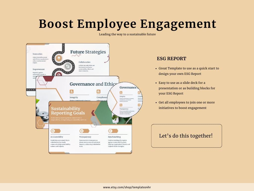 ESG Editable Sustainability Report Template | ESG Report for HR ...