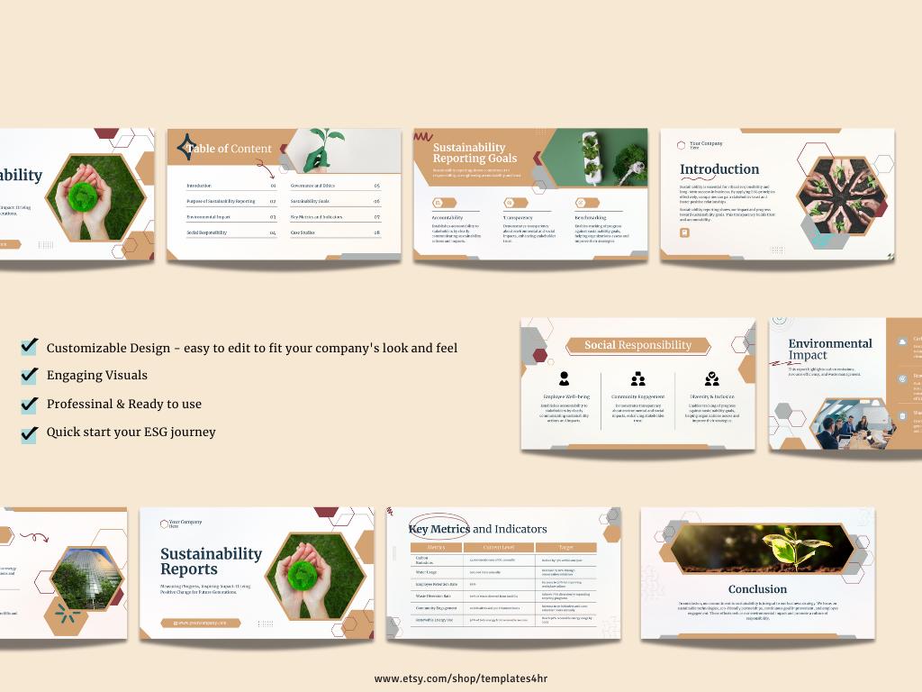 ESG Editable Sustainability Report Template | ESG Report for HR ...