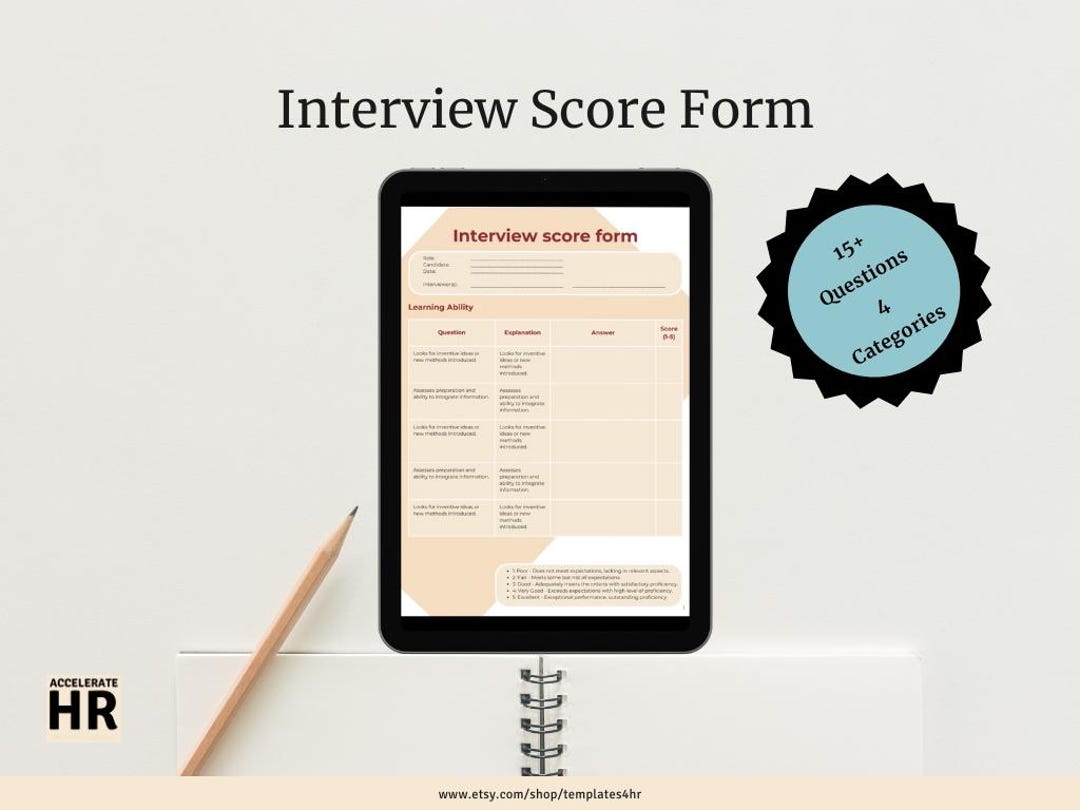 Interview Scoring Form: Candidate Evaluation, Editable Template ...