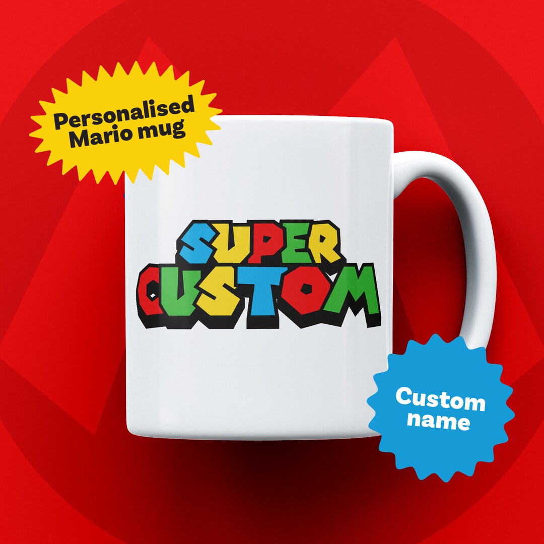 Super Mario Logo Custom Mug: Personalized Super Mario Mug, Custom Geek ...