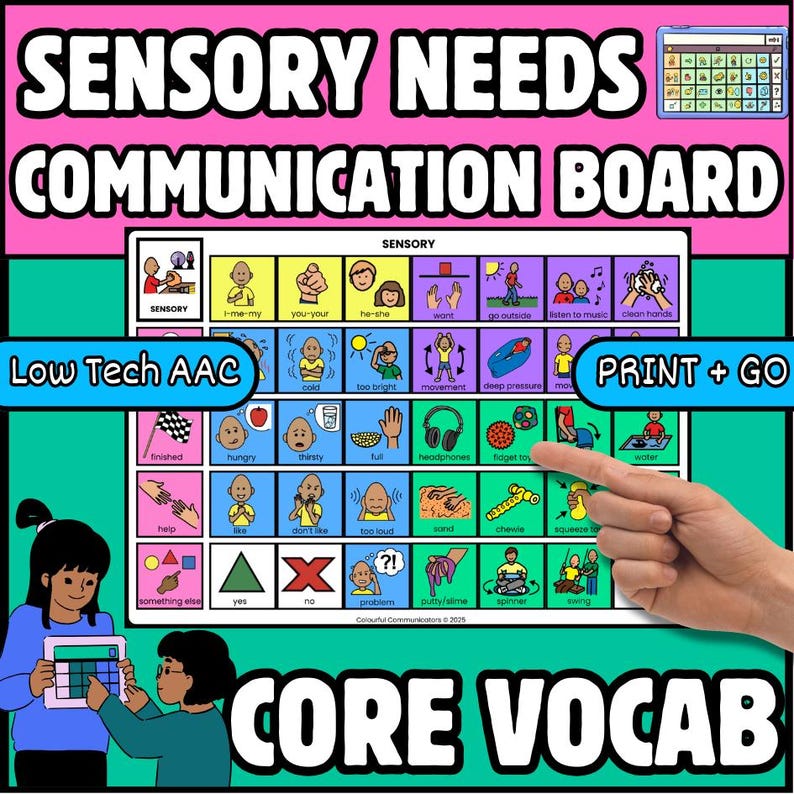 Sensory Communication Board: Autism Visual Supports, Self-regulation ...