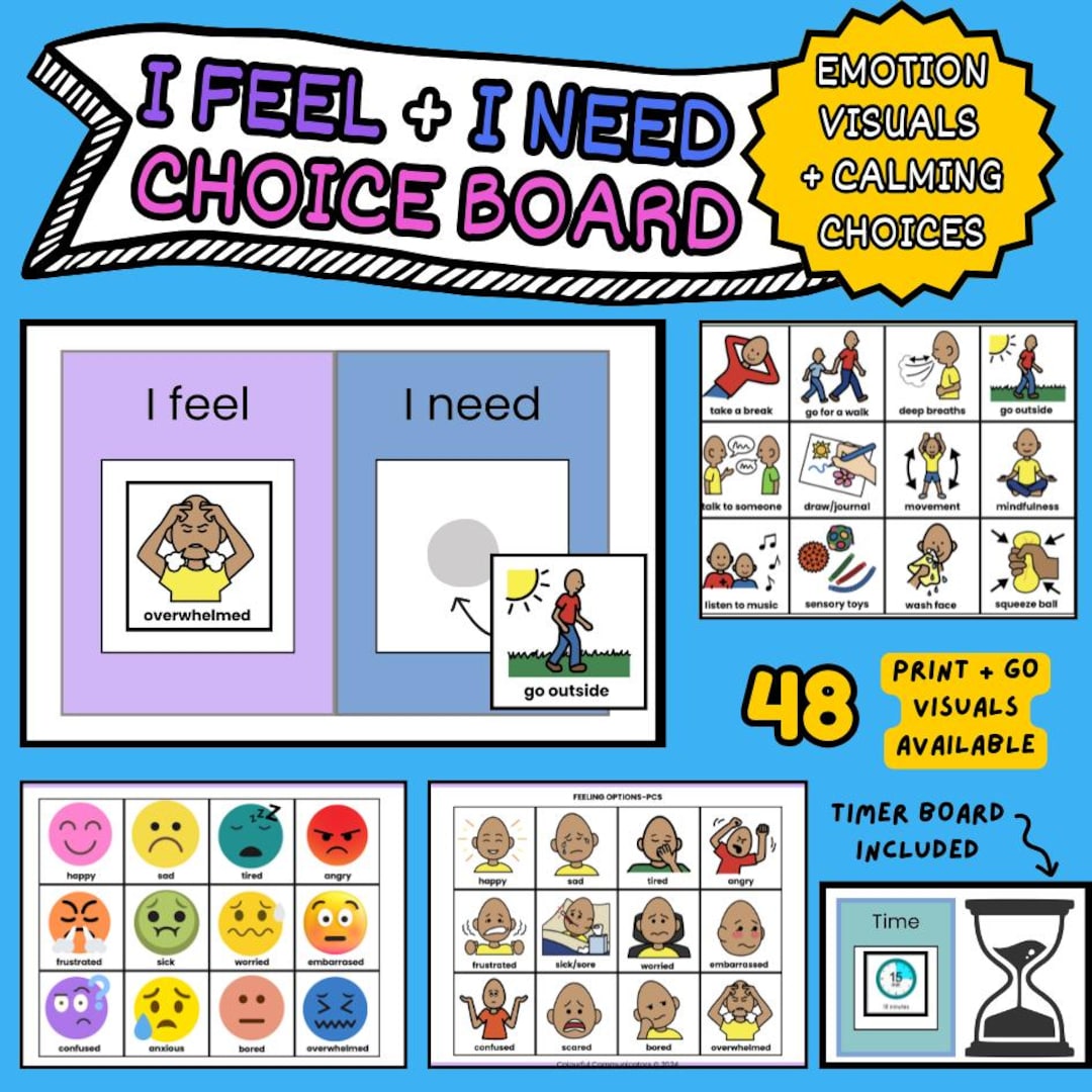 I Feel I Need Feelings Chart – Emotion Visuals, Calming Strategies ...