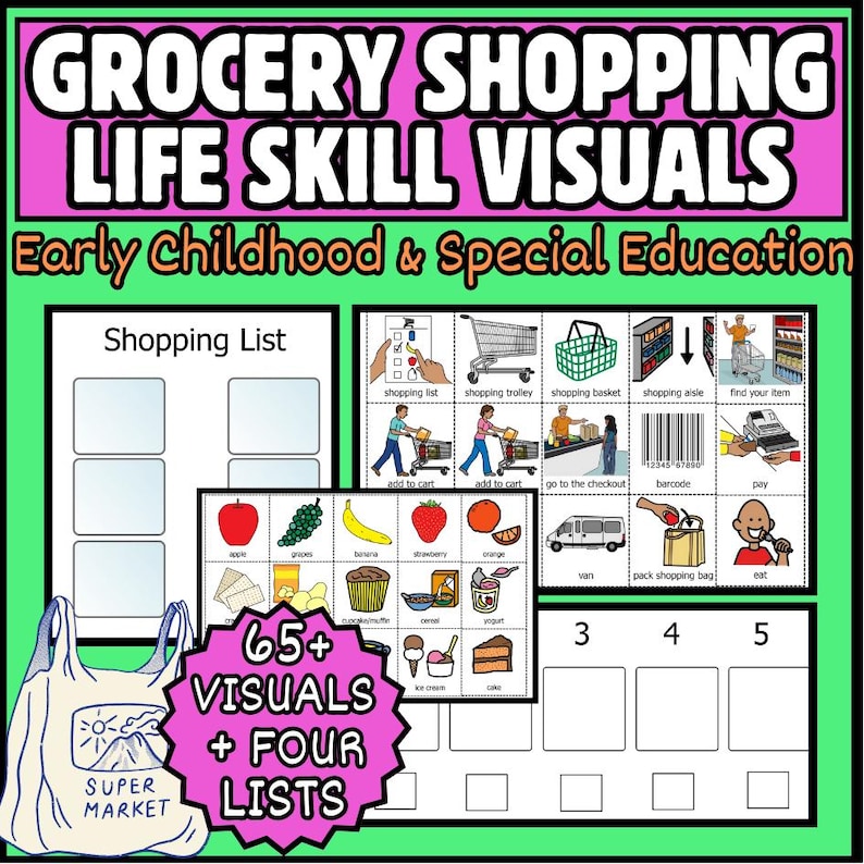 Grocery Shopping Visuals for Life Skills – Special Education, OT, SLP ...