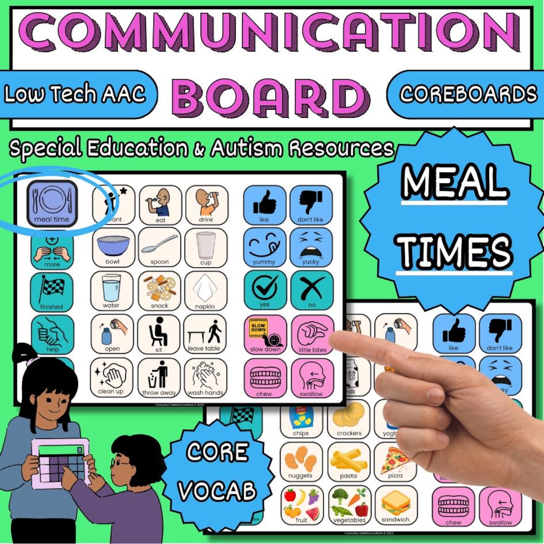Meal Time Visuals | Non Verbal Communication Board | Low Tech AAC Core ...