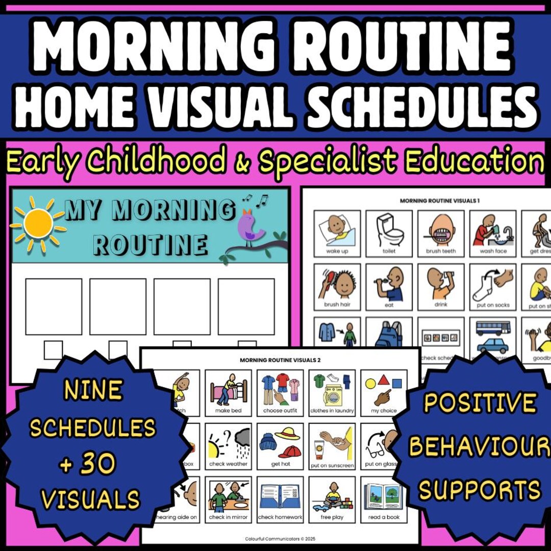 Autism Visual Schedule: Morning Routine Checklist + Transitions for ...