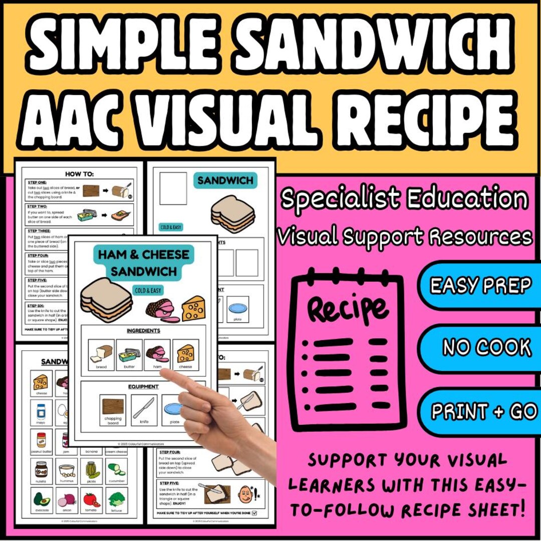 Visual Sandwich Recipe for Special Education – AAC Board, Autism Aids ...