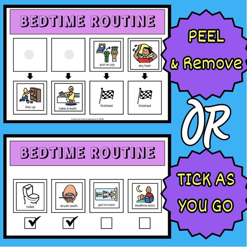 Bedtime Routine Visual Schedule: Autism & Special Needs (digital ...