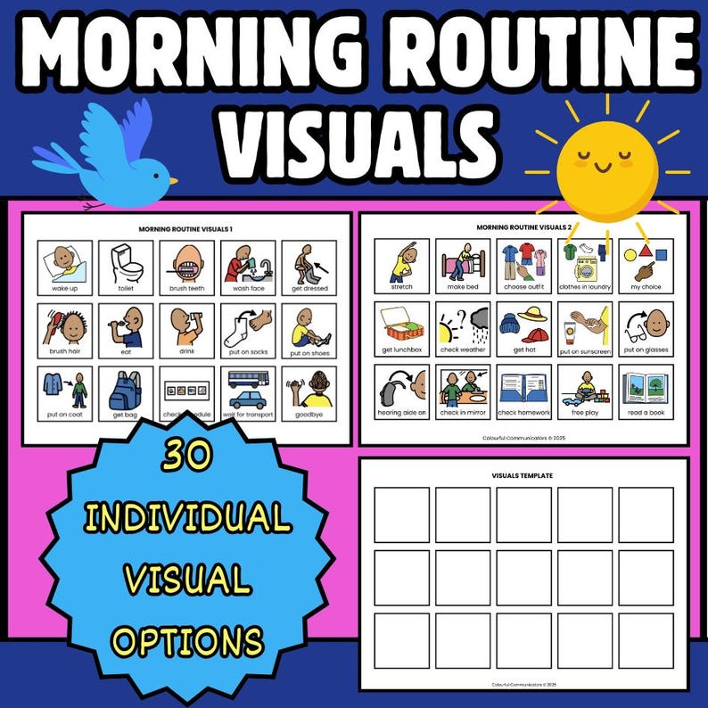 Autism Visual Schedule: Morning Routine Checklist + Transitions for ...