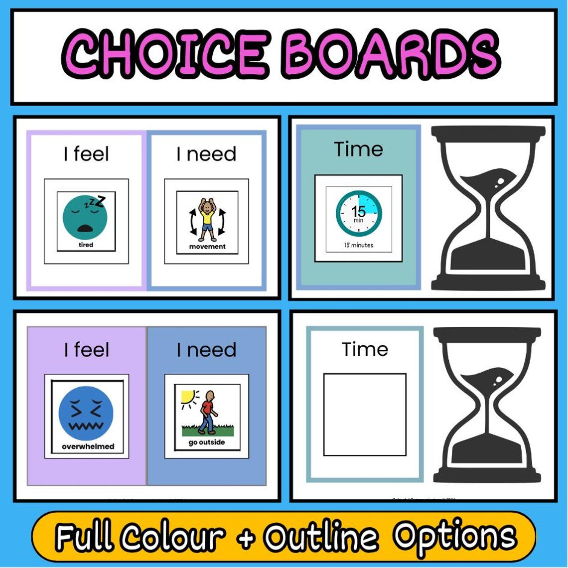 Autism Emotional Regulation I Feel I Need Choice Board: Visual Supports ...